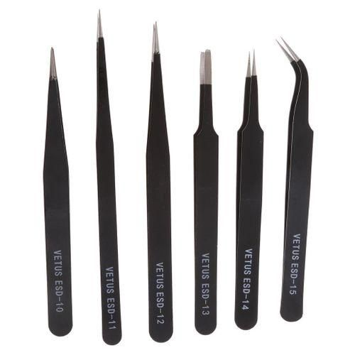 Stainless Steel Tweezers Set Anti-Static Forceps Kit